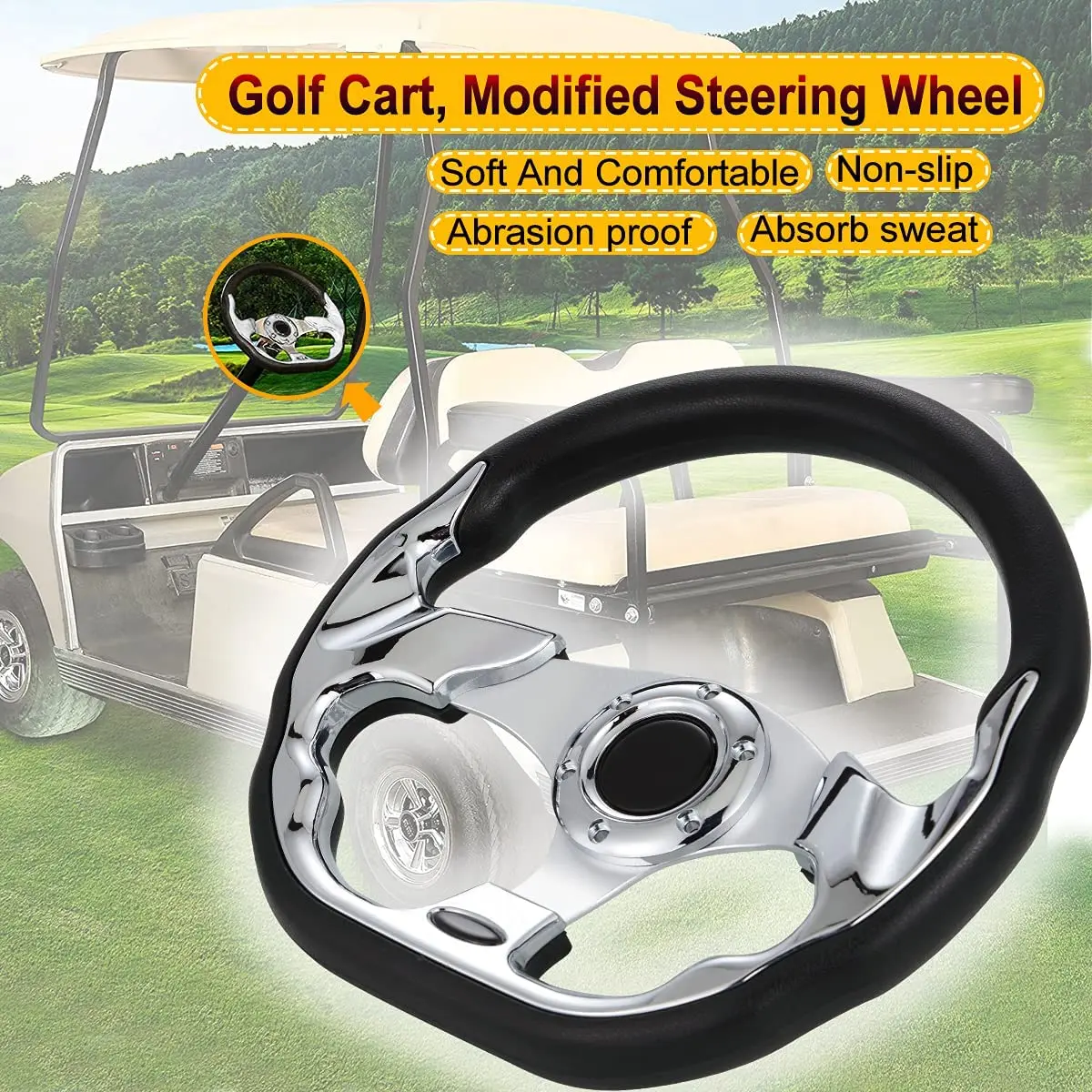 Universal Golf Cart Accessories Deluxe Steering Wheel With Cool Racing ...
