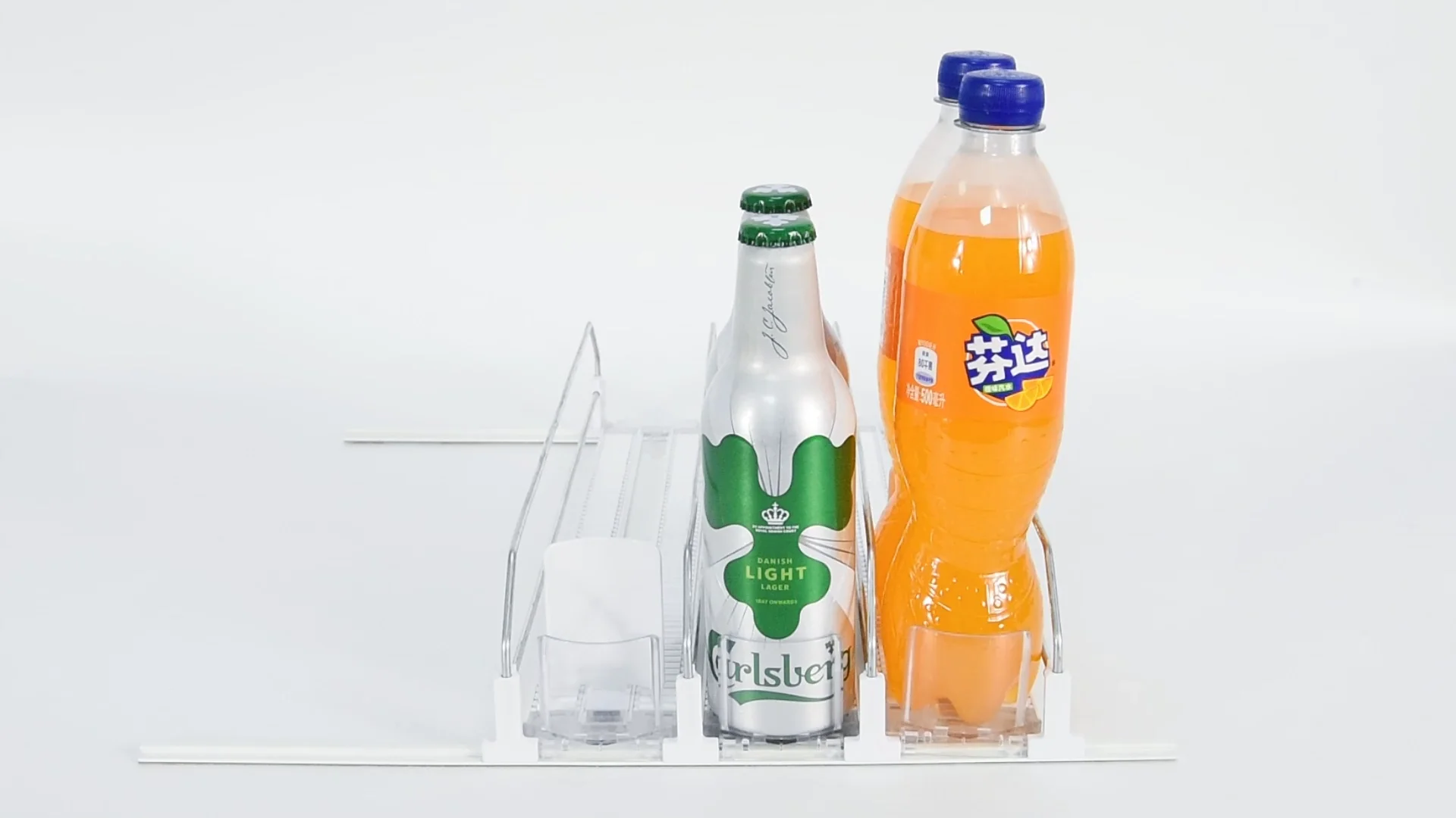 10 Lane Pusher Glide Drink Bottle Organizer,Adjustable Beverage Spring ...