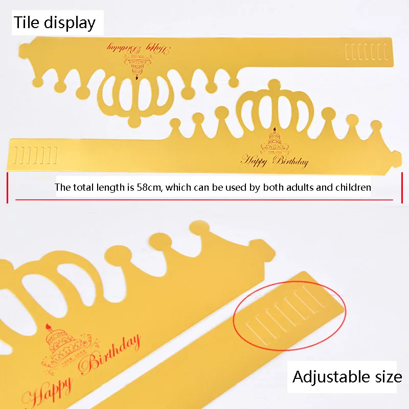 Gold Paper Crown - Happy Birthday Cap for Kids & Adults