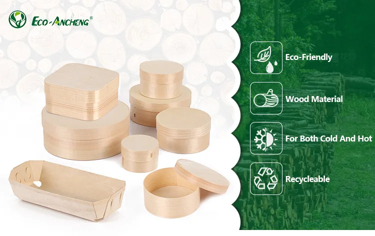 Eco Friendly Disposable Wood Food Packaging Sushi Box Wooden Cheese