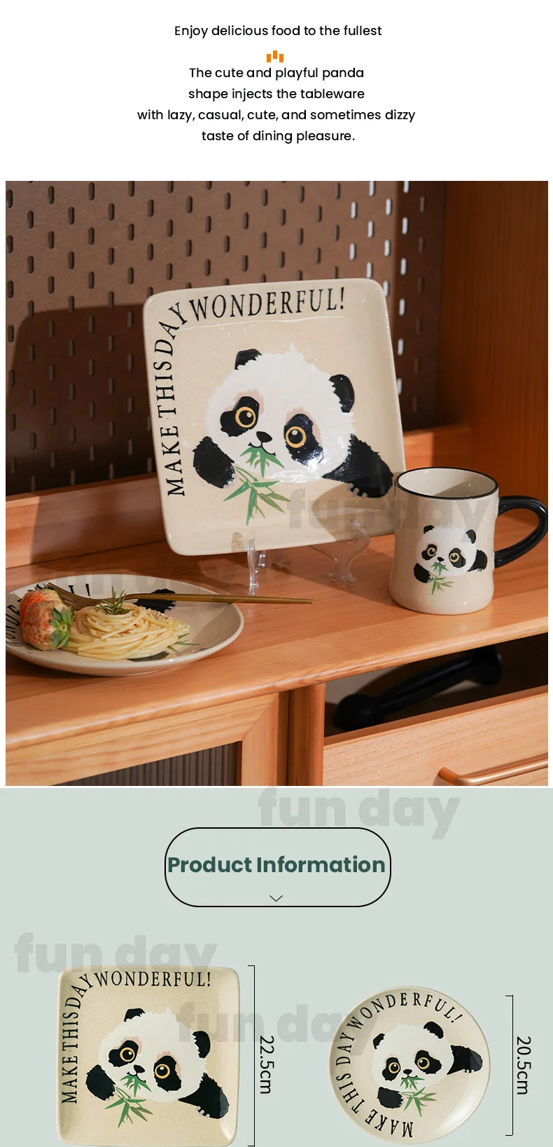 Hand Drawn Cartoon Coarse Pottery Originality Lovely Panda Ceramic ...