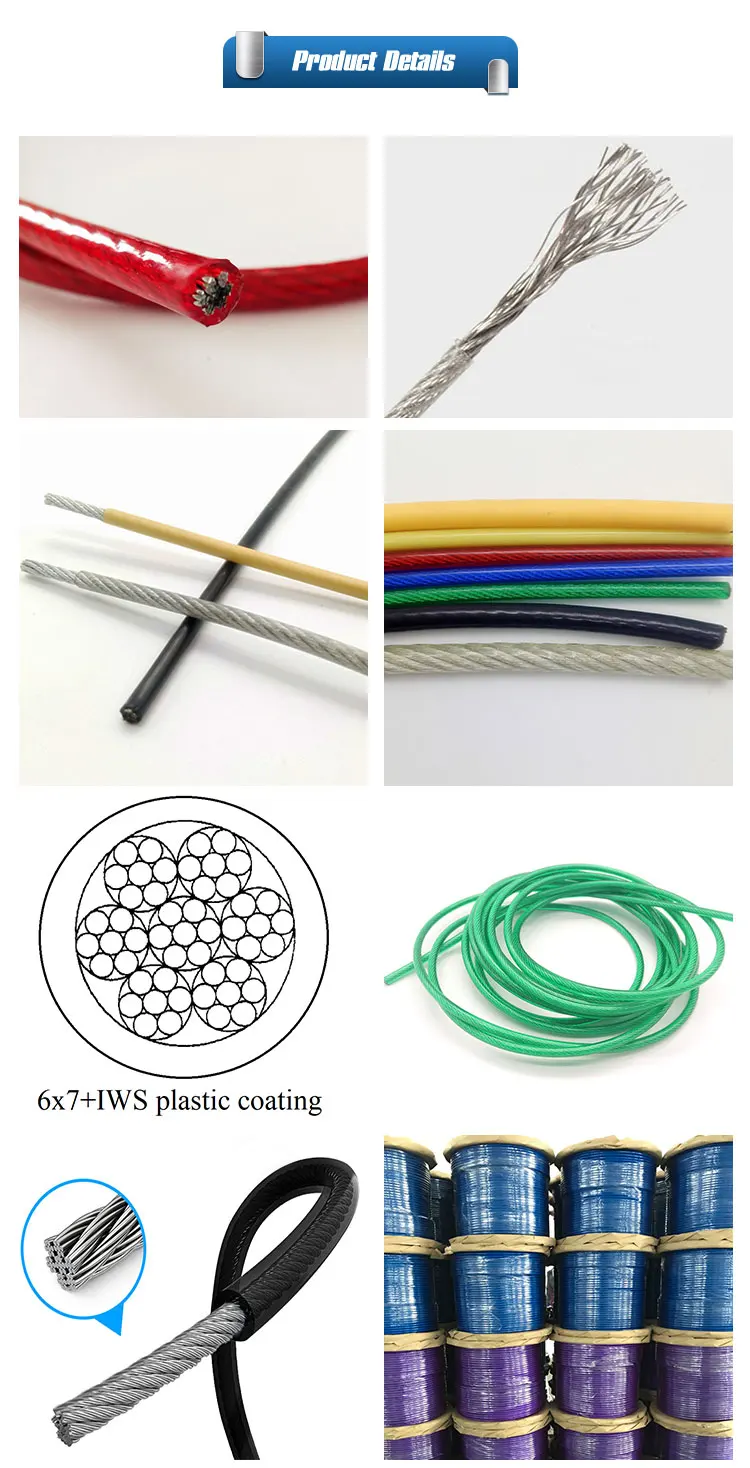 Ptfe Vinyl Coated Stainless Steel Cable Wire Protection Wire Rope 7x7 ...