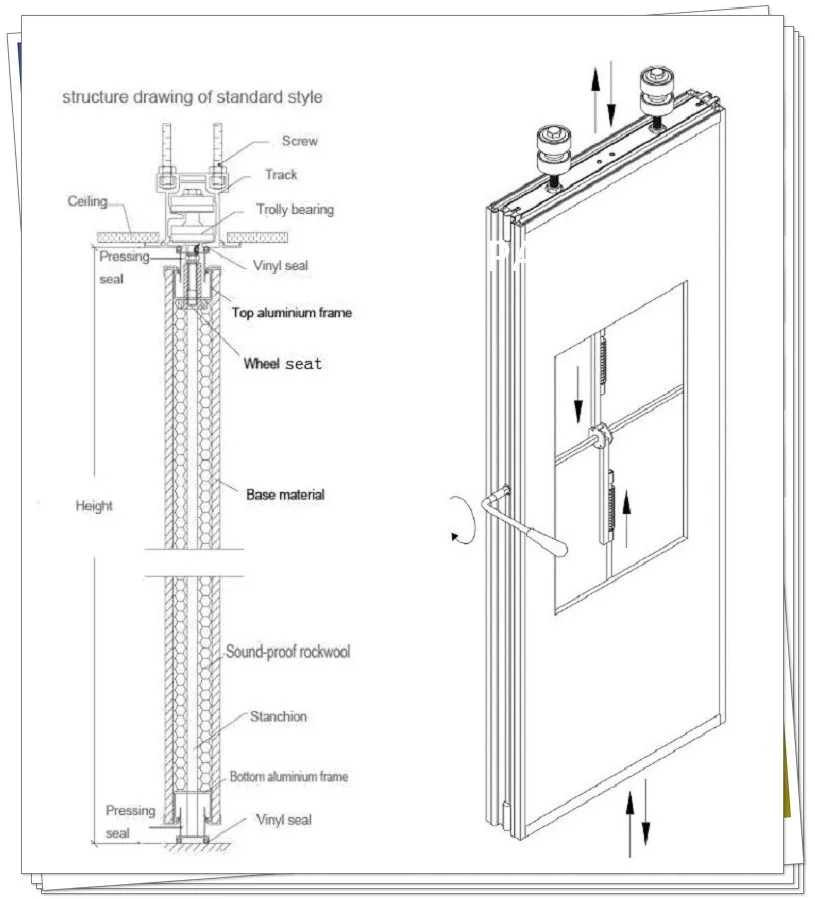 Adjustable Aluminium Alloy MDF Sliding Partition Wall Acoustic Operable ...