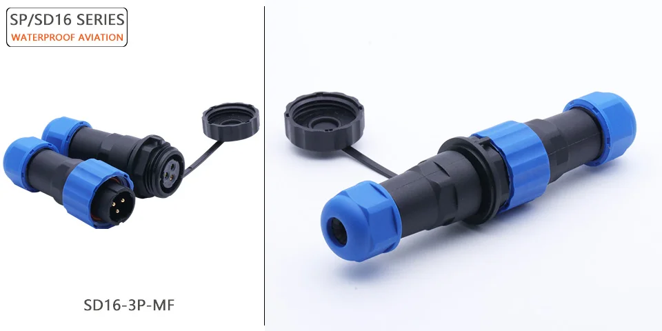 Waterproof Connector SP16 SD16 IP68 Cable Connector Plug & Socket Male ...
