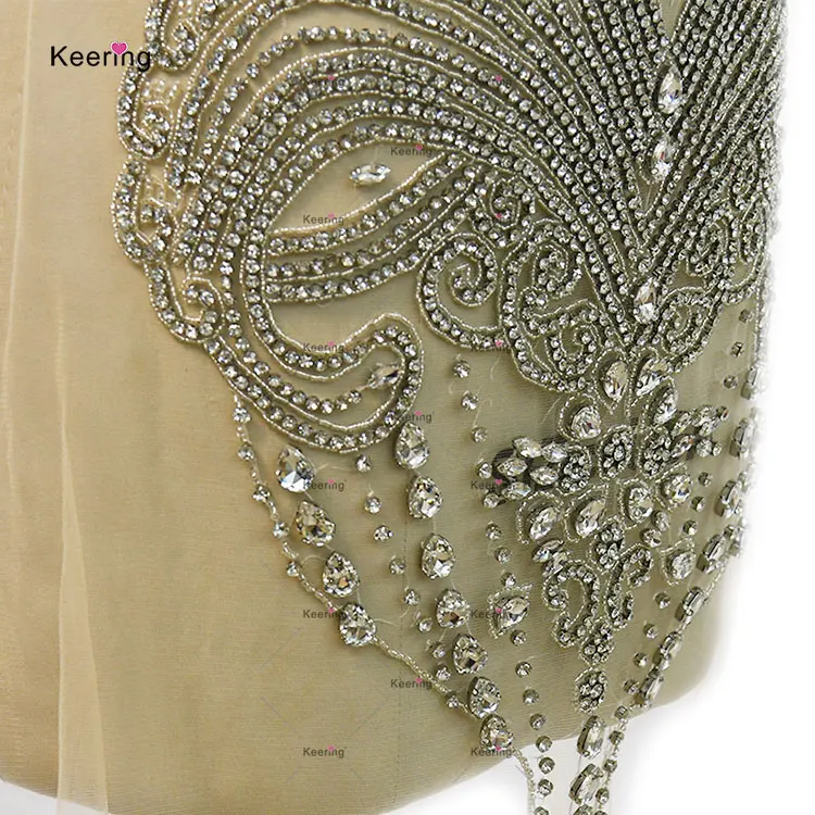 WDP-448 Keering High Quality Bodice Beaded Rhinestone Applique All ...