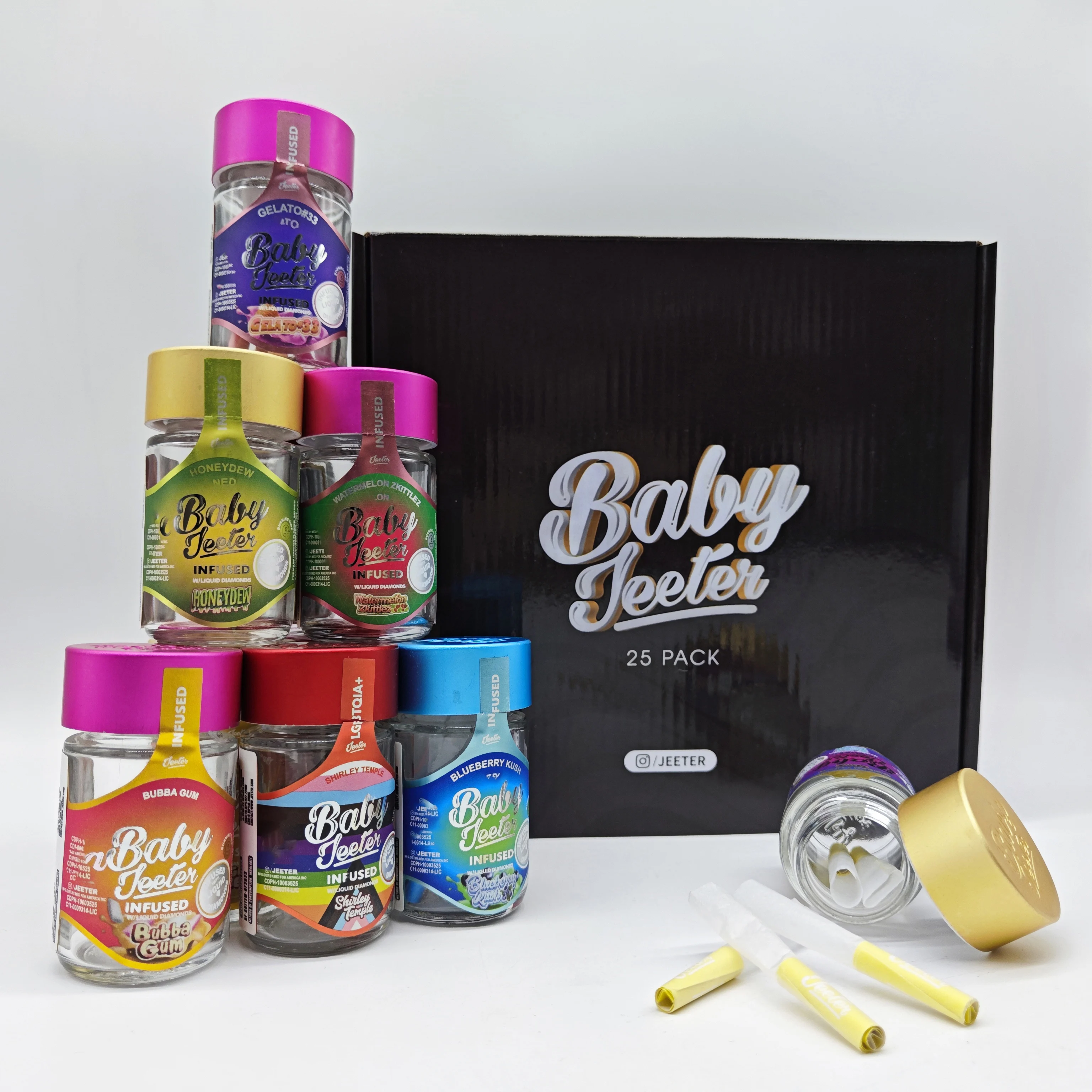 Custom Pre Jeeter Baby Child Resistant Roll Glass Jar Packaging Storage ...