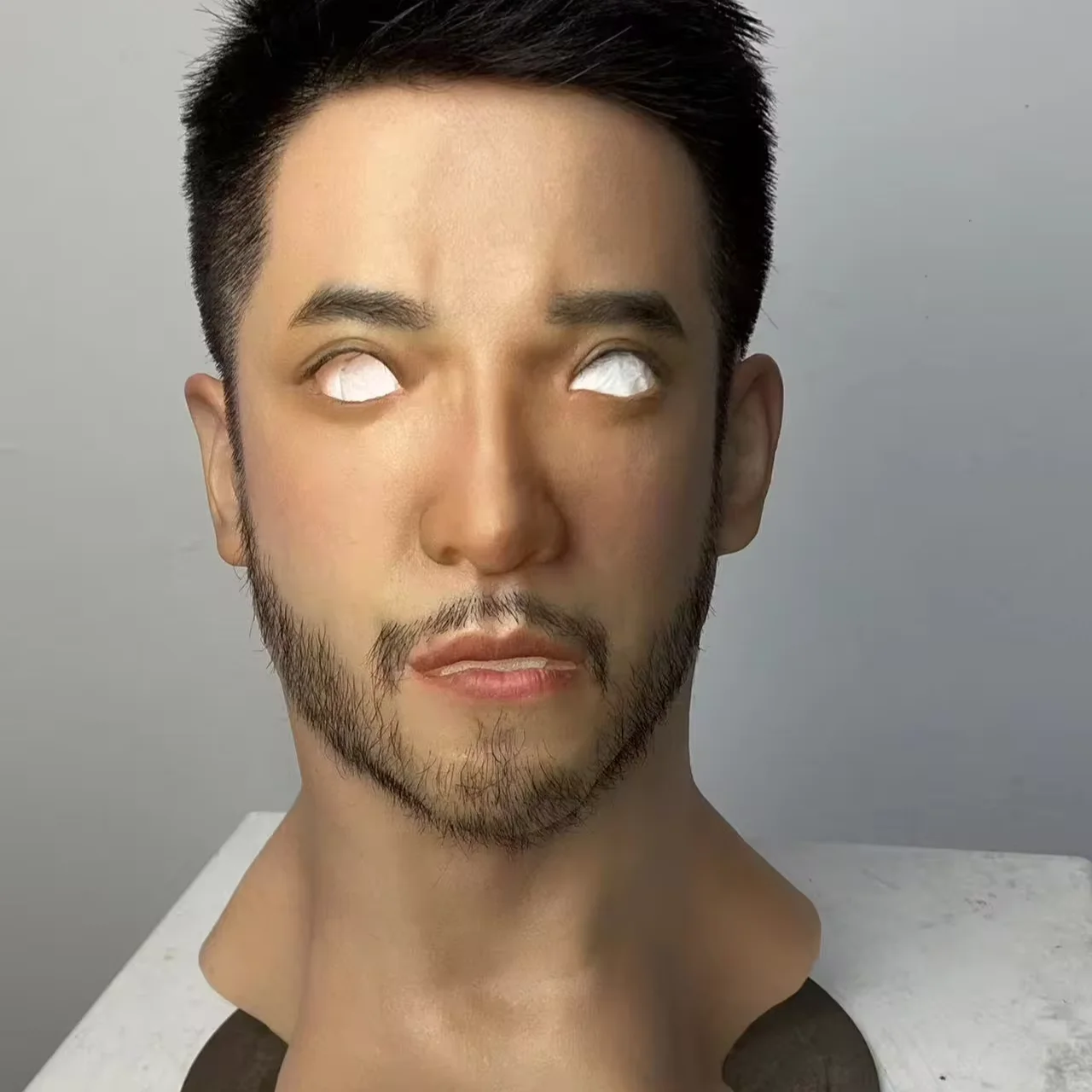 Silicone Realistic Head Mask Full Young Man Face Head Cover For ...