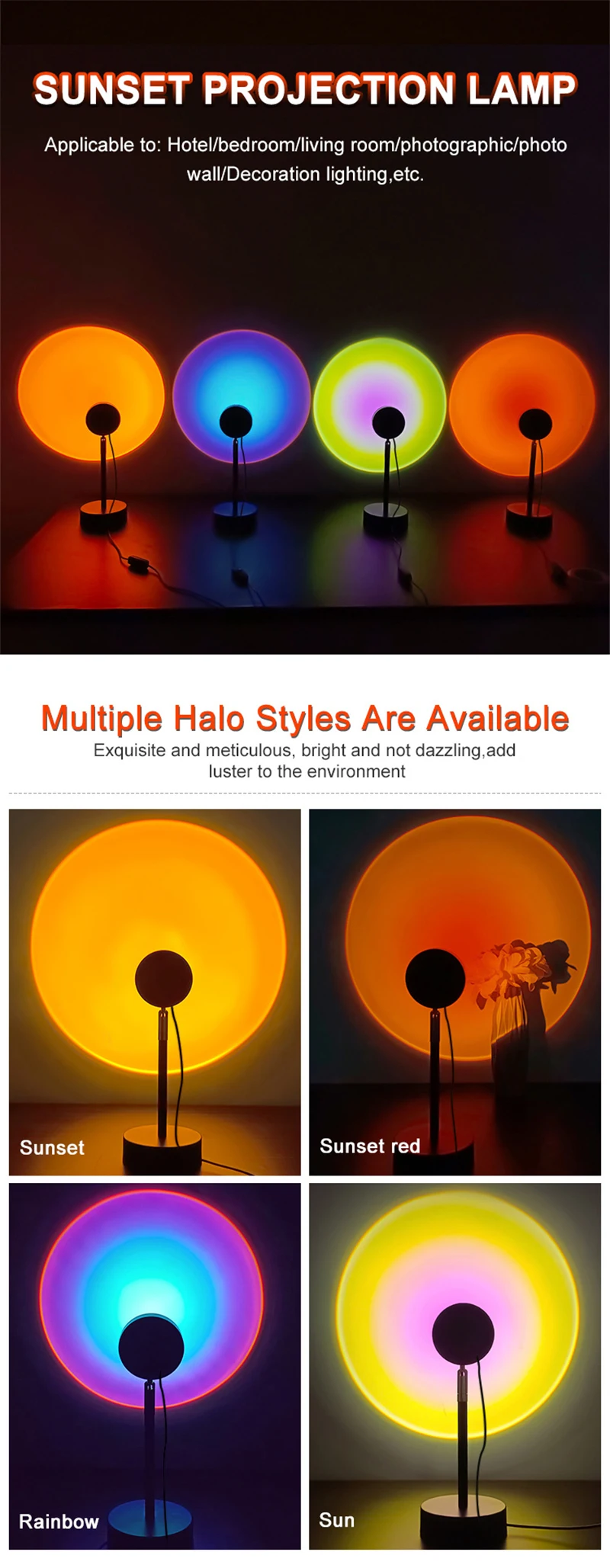 New Arrivals Rainbow Sun Sunset Home Decor Led Night Light Nordic ...