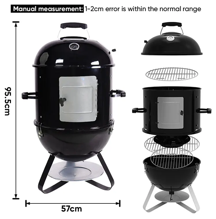 3 in 1 Charcoal BBQ Grill Smoker - Versatile & Durable
