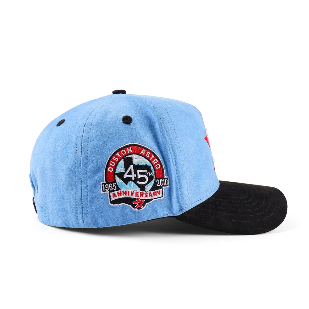 Hot Hat Design 5 Panel Suede Blue And Black Baseball Caps With Custom ...