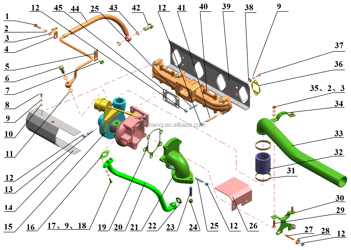 Replacement Parts for HOWO Light Truck Turbocharger Gasket X25122 ...