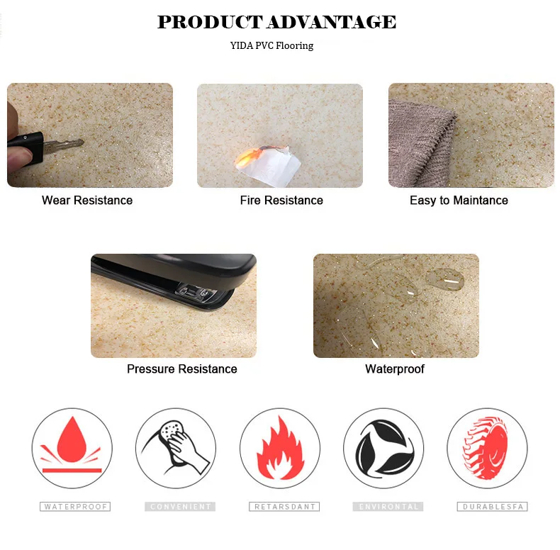 Custom Waterproof School Linoleum Flooring Rolls