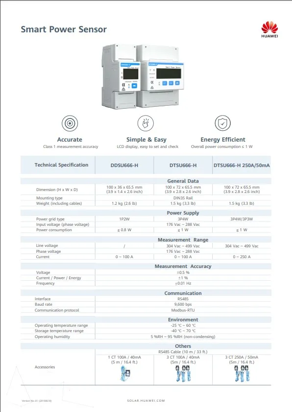 Huawei Smart Meter Power Sensor Dtsu666-H 250a/50ma