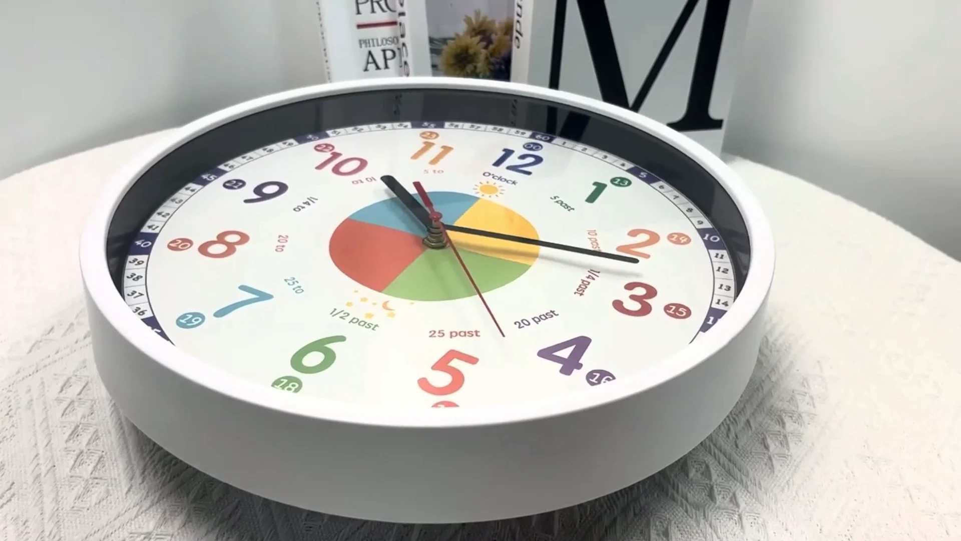 Time Teacher Wall Clock Learn Children's Teaching Clocks Pink For Kids ...