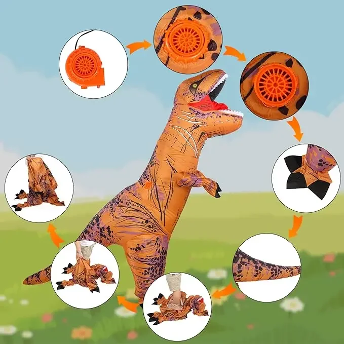 Adult Inflatable T-rex Dinosaur Costume Fancy Dino Inflatable Suit ...