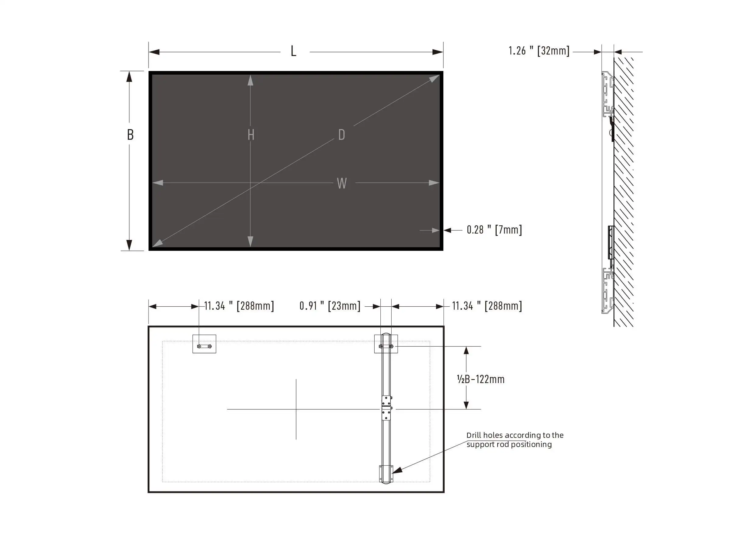 SCREEN PRO 135 Inch Fixed Frame Projector Screen for Home Theater