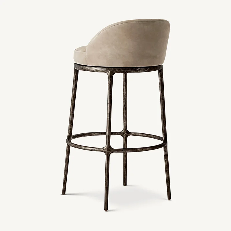 THADDEUS Hand Forged Swivel Golden Brass Metal Frame Stool