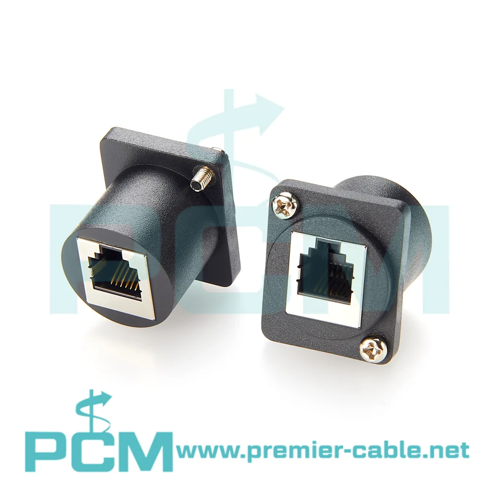 D-type RJ12 6P6C Panel Adapter - Female to Female Socket