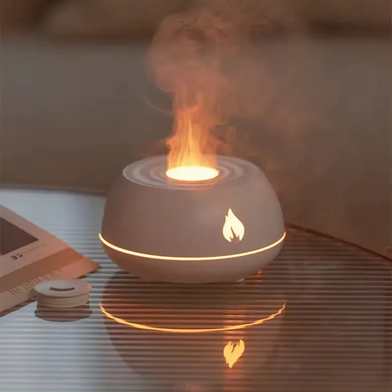 130ml Volcano Aroma Diffuser Ultrasonic Essential Oil Colorful Flame Diffuser Air Humidifier ...