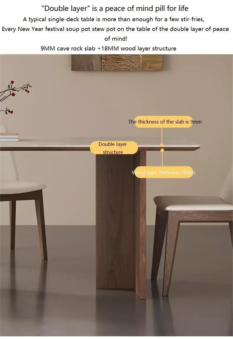 Small Household Dining Room Living Room T-shaped Table Legs square Rock ...