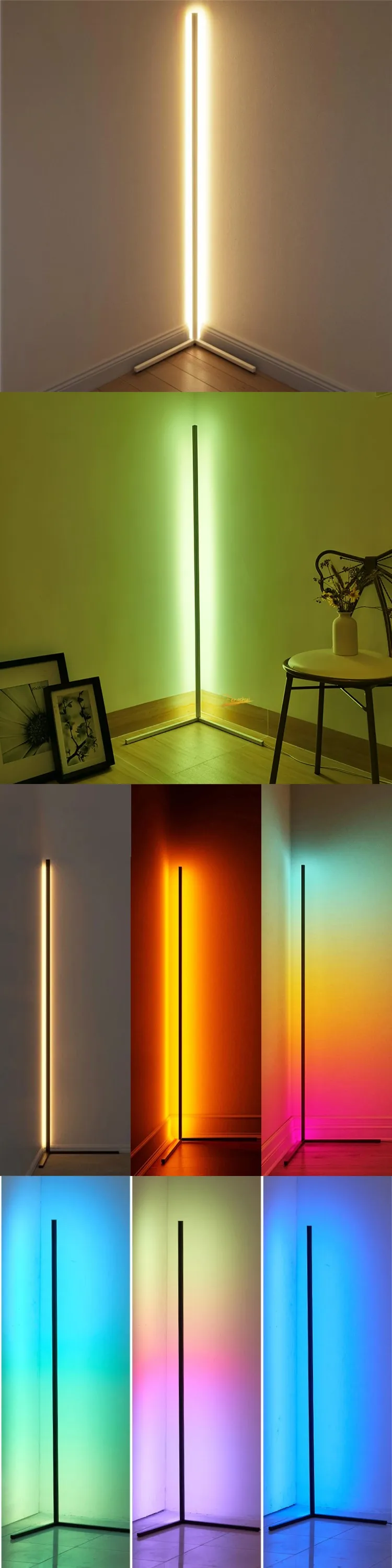 Modern Bedroom Black LED Standing Light Simple RGB Minimalist Corner ...