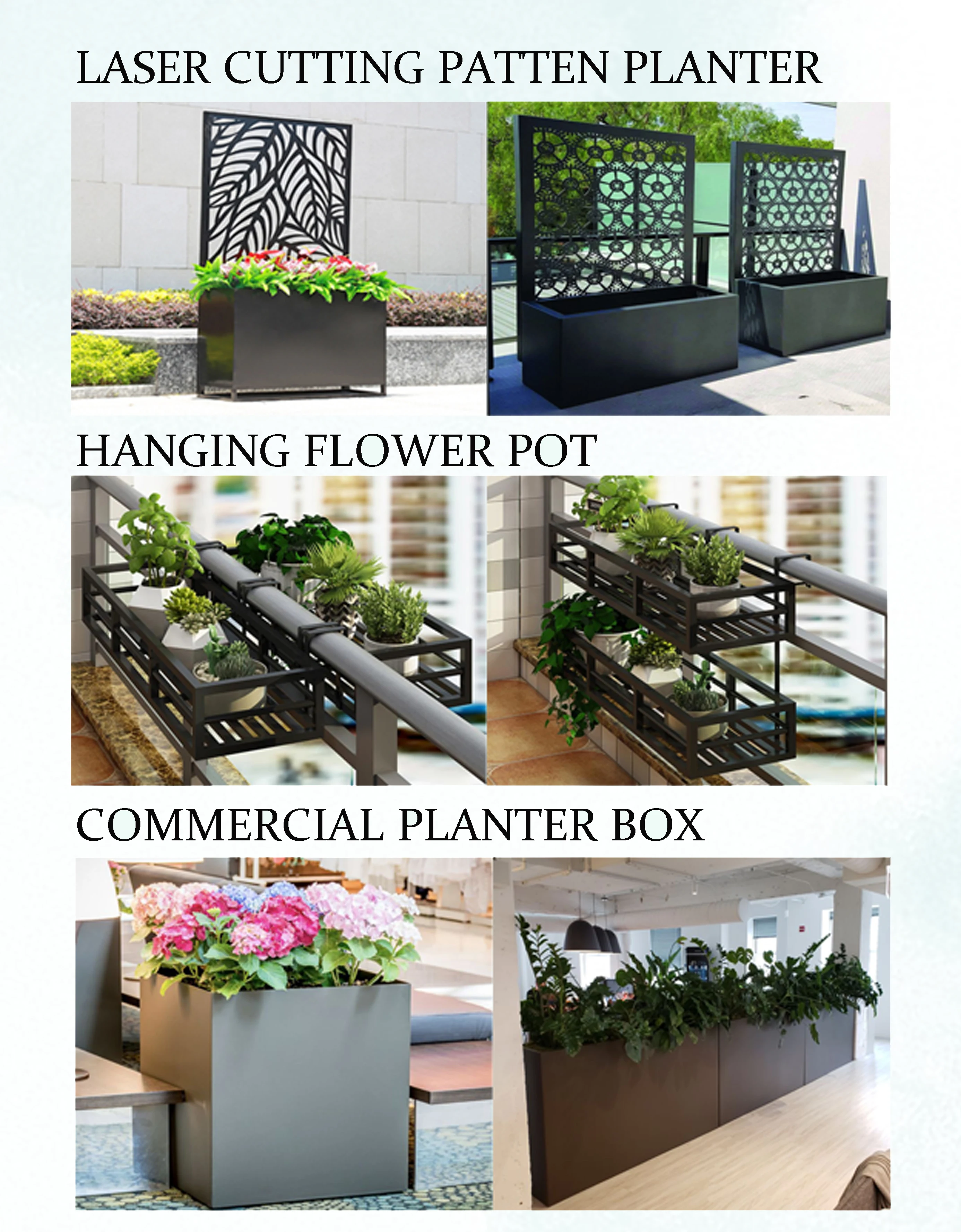 Custom Laser Cut Aluminum Planter Fence with Privacy Screen for Outdoor ...