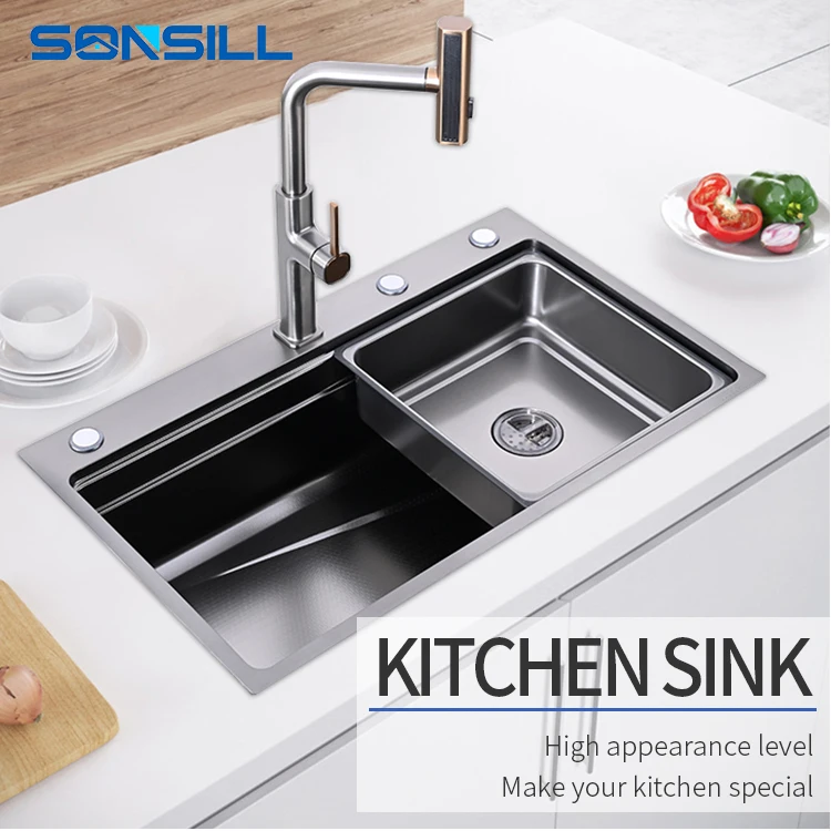 Sonsill Kitchen Sinks Stainless Steel Modern Single Slot Nano Silver ...