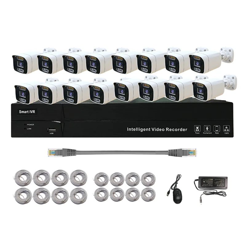 16 Channel 4k 8mp Ip Cameras Set Two Way Audio Intelligent Bullet ...