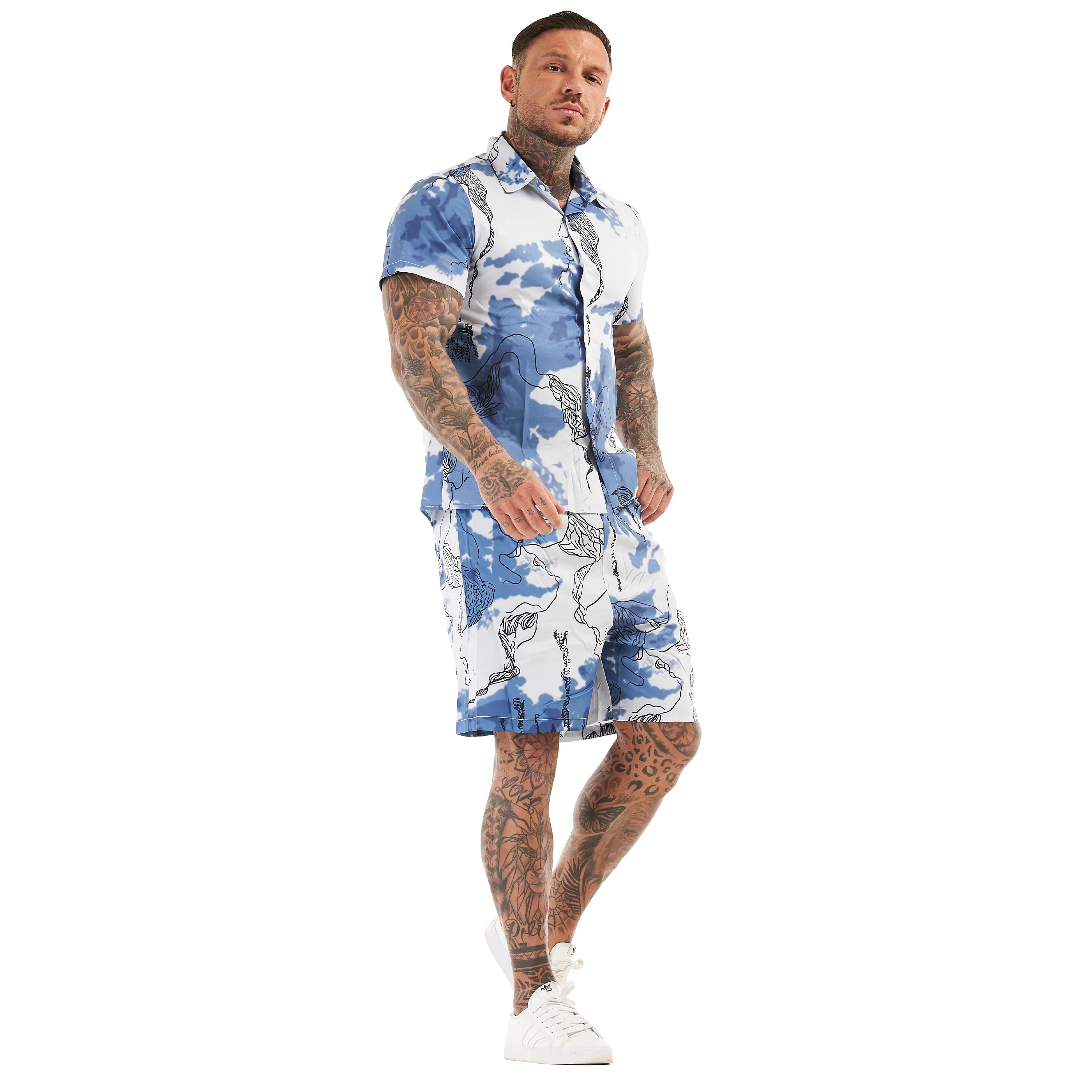 High Quality Custom Printed Beach Short Sleeve Men's Hawaiian Sets ...