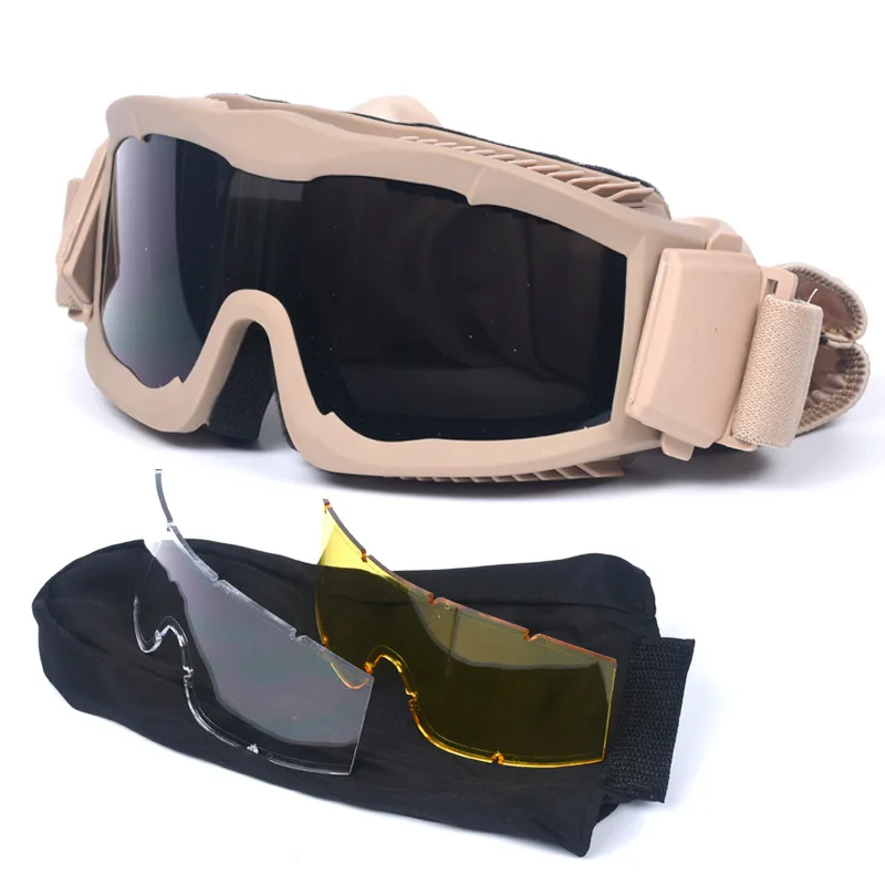 Jsjm New Shooting Goggles Tactical Goggles Shock-resistant Three-lens ...