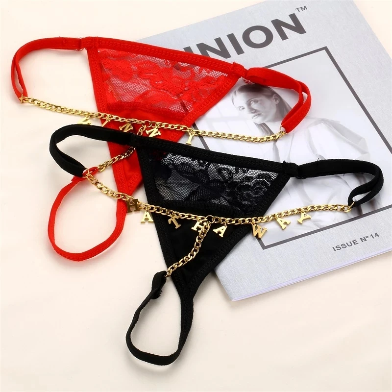 Sexy Custom Stainless Steel Letters Thong Waist For Women Gold Color