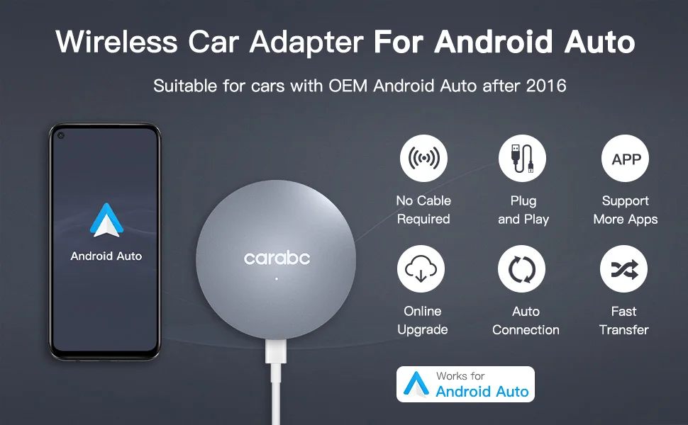 Carabc Wireless Carplay Android Auto Adapter Dongle For Oem Factory Wired Android Auto Cars ...