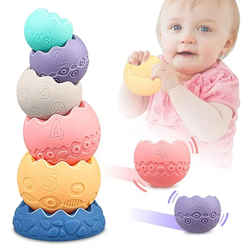 Stacking Balls Soft Toys For Babies Sensory Educational Montessori Baby ...