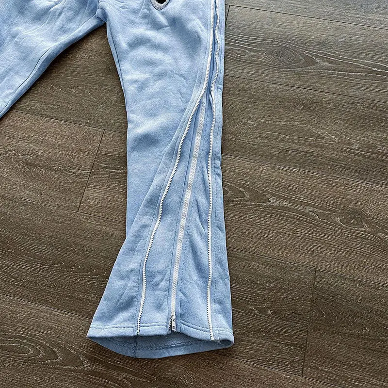 Custom Vintage Hoodie & Flared Pants Set - Embroidery