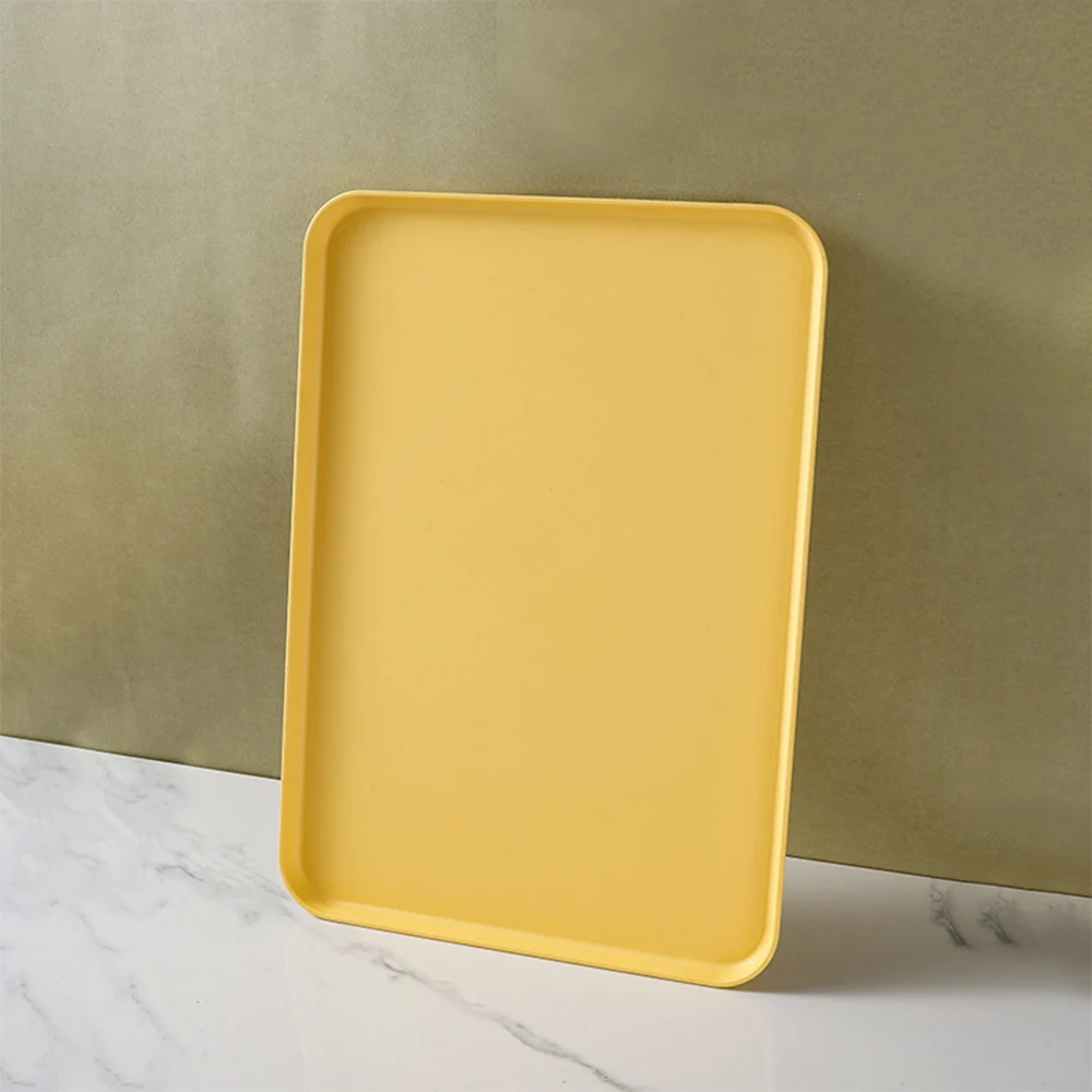 Wheat Straw Plastic Tea Set Rectangular Cafeteria Kitchen Home Tray ...