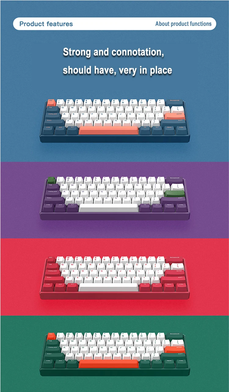 Custom Rk61 Keyboard 60% Pcb Electronic 61 Keys Keyboard With Yellow ...