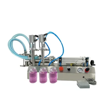 Double Nozzles Pneumatic Piston Foot Pedal Filling Machines Juice Milk ...