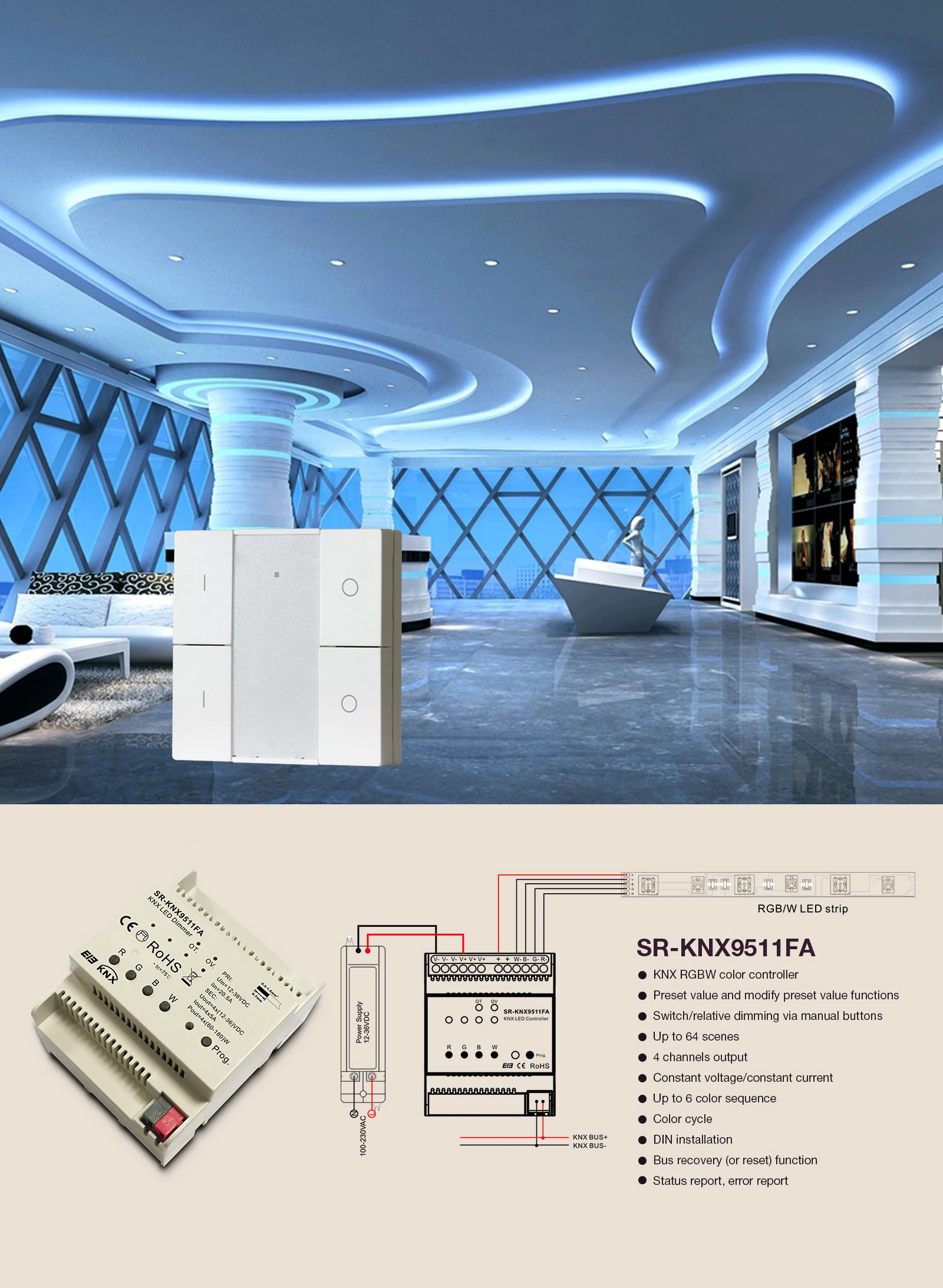 Smart Home KNX System - Dim/rgbw Lighting Controller