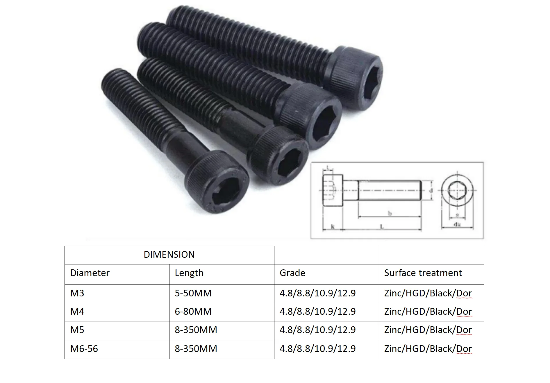 Din912 Gr10.9 M8-m10 Hexagon Socket Head Screw Customized M6-m56 Hex Bolt Screw Hex Screw And ...