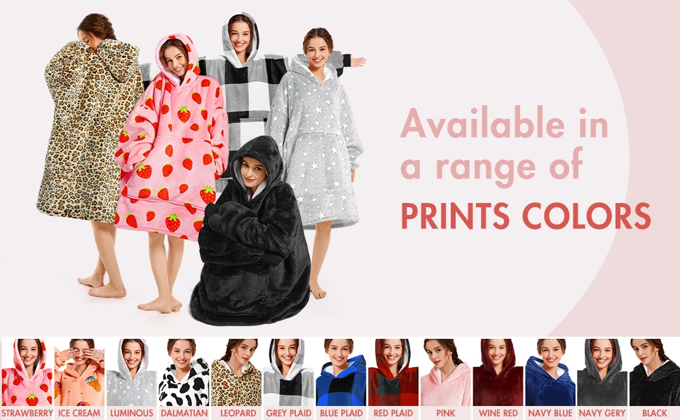 Warm Cozy Christmas Women Men Kids Unisex Custom Sherpa Snuggie Hooded ...