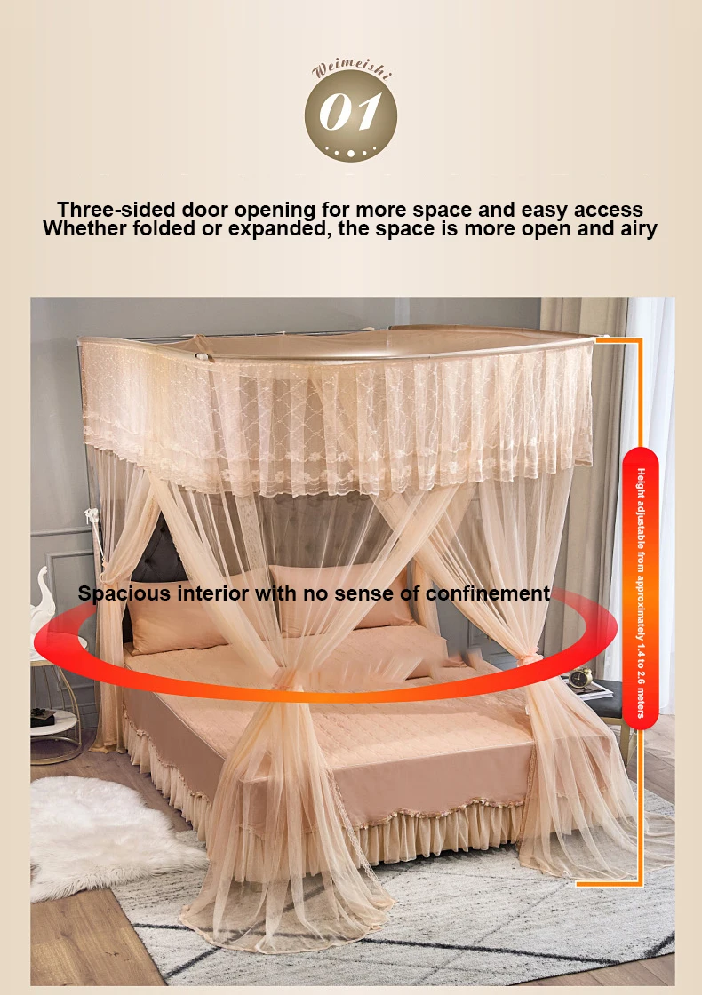 U-shaped Expandable Floor-to-ceiling Mosquito Net For Twin Queen Full ...