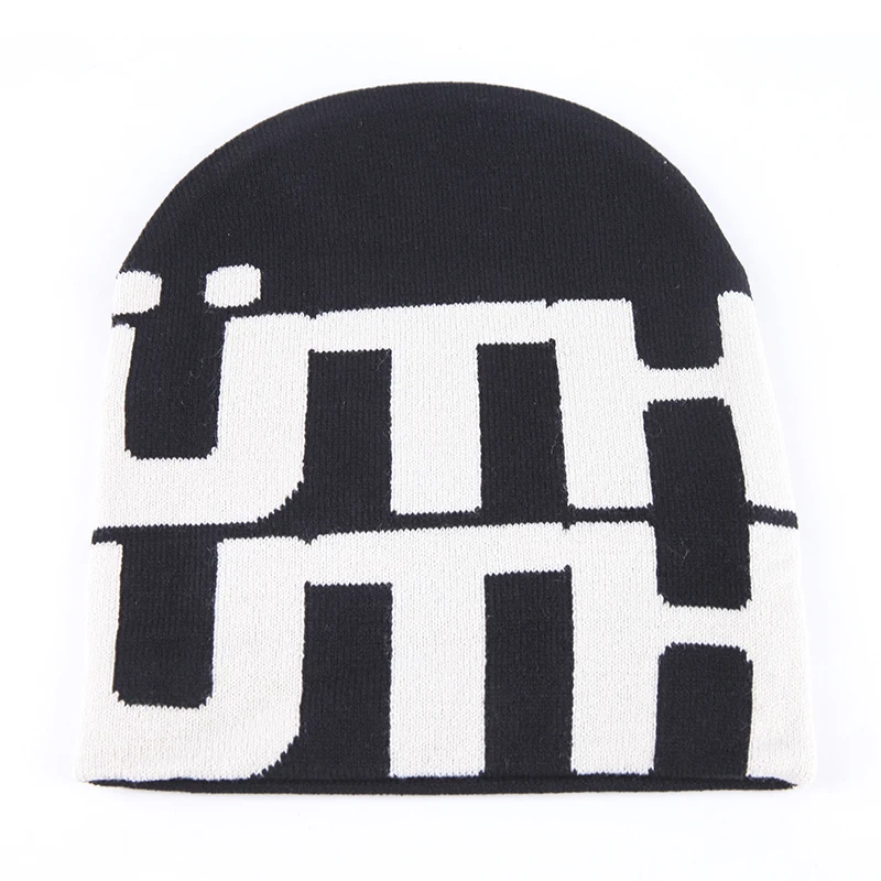 New Style Jacquard Beanie Winter Hat Cuffless Beanie Acrylic Knit ...