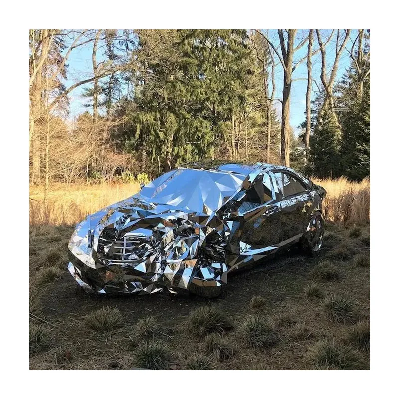 Custom Life Size Stainless Steel Mirror Finish Car Sculpture Model ...