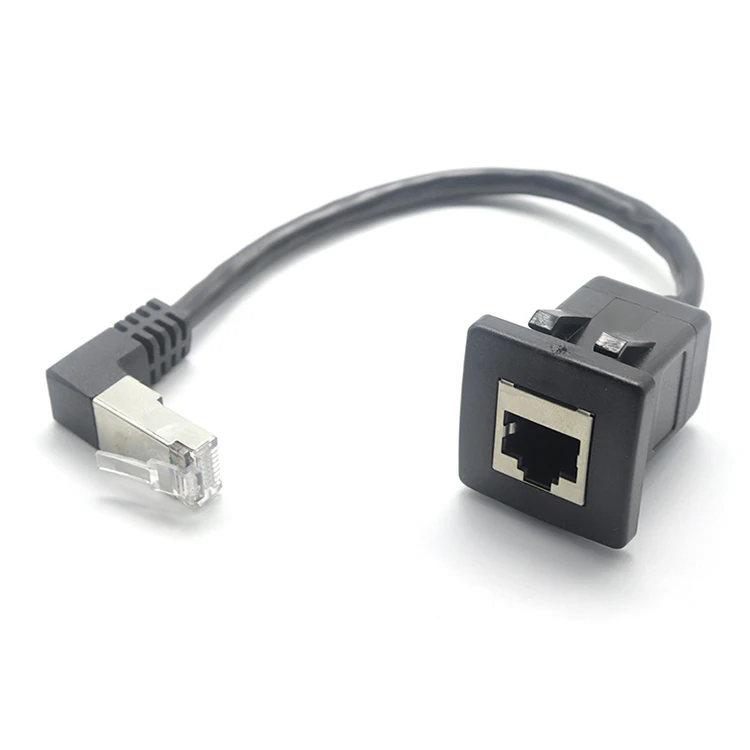 90 Degree Right Angle 8p8c Rj45 Male To Panel Mount Rj45 Female ...