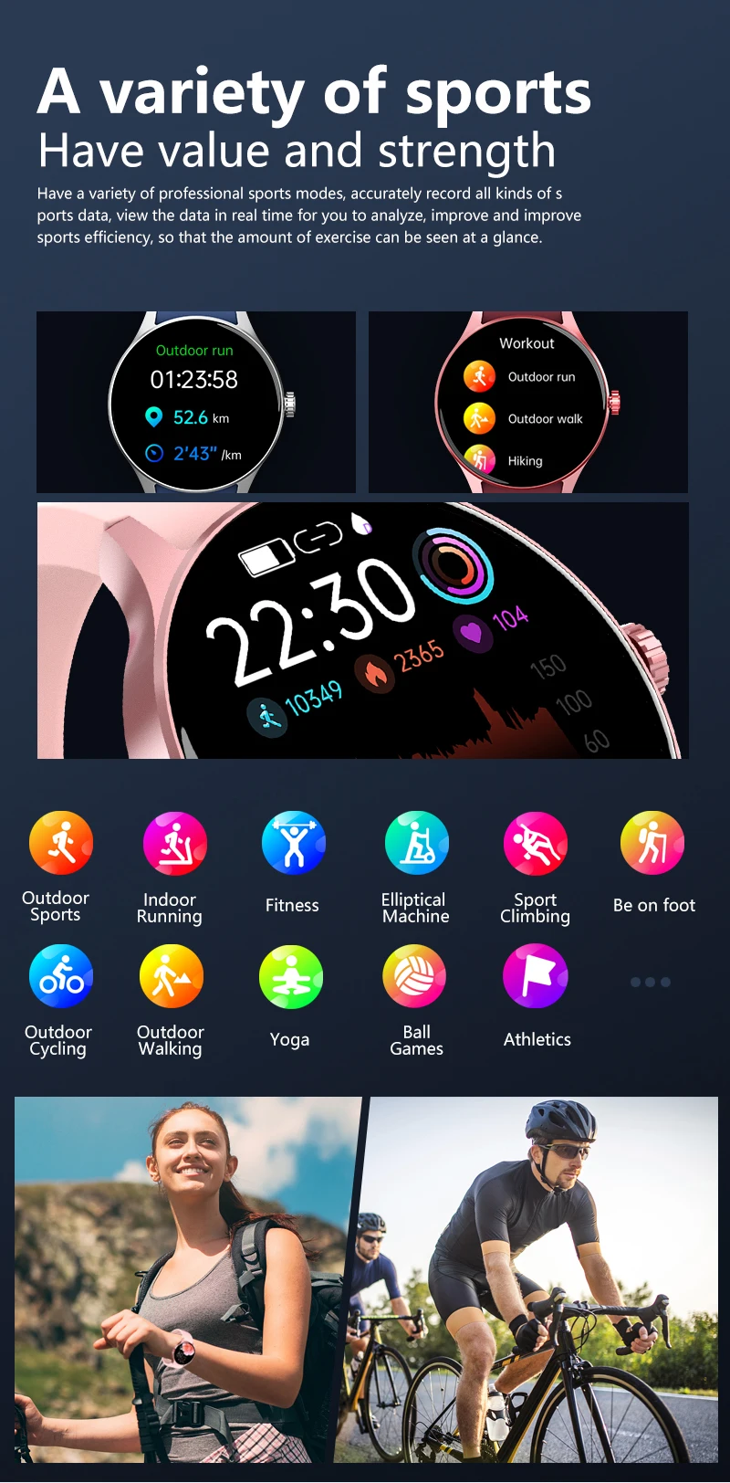 Amoled Round Screen Full Touch Smartwatch Multi-color Choice Magnetic ...