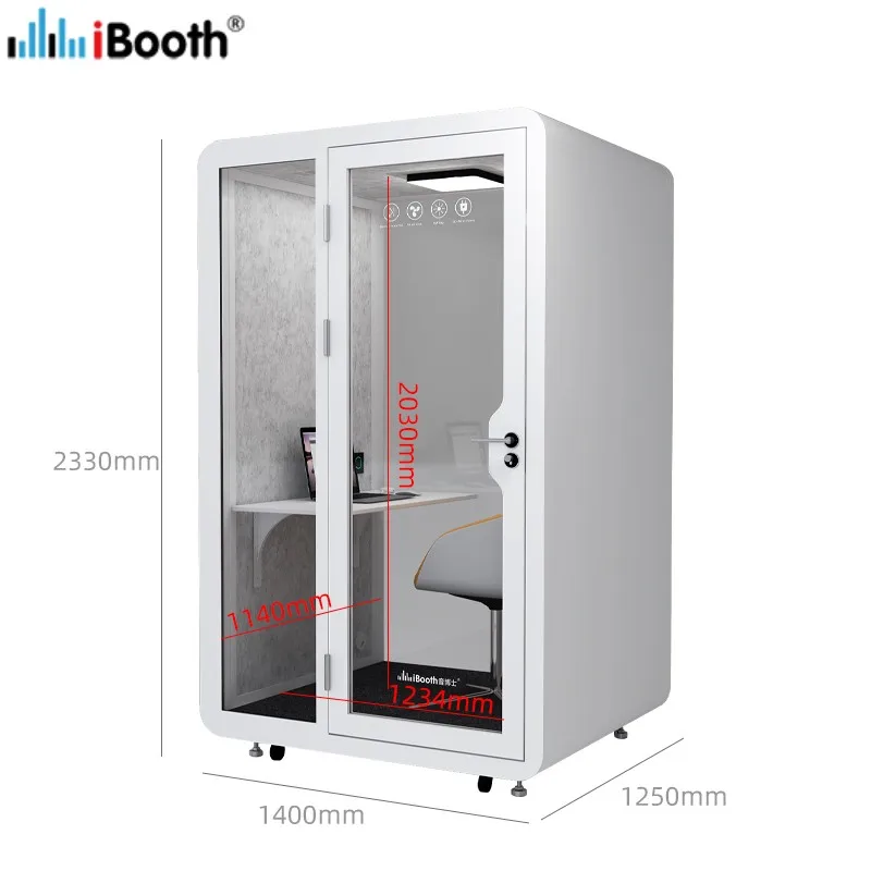 Ibooth - Soundproof Office Booth with Wheels & Acoustic Panels
