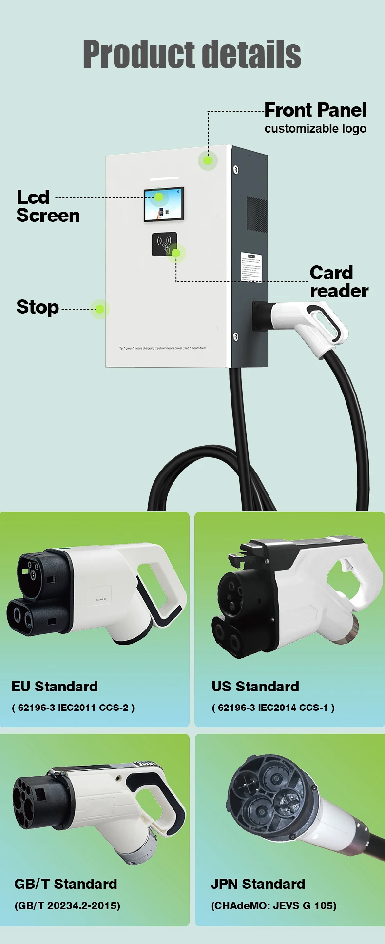 20Kw 30Kw Dc Fast Wallbox Ev Charger Electric Vehicles App Remote Control Ev Charging Station ...