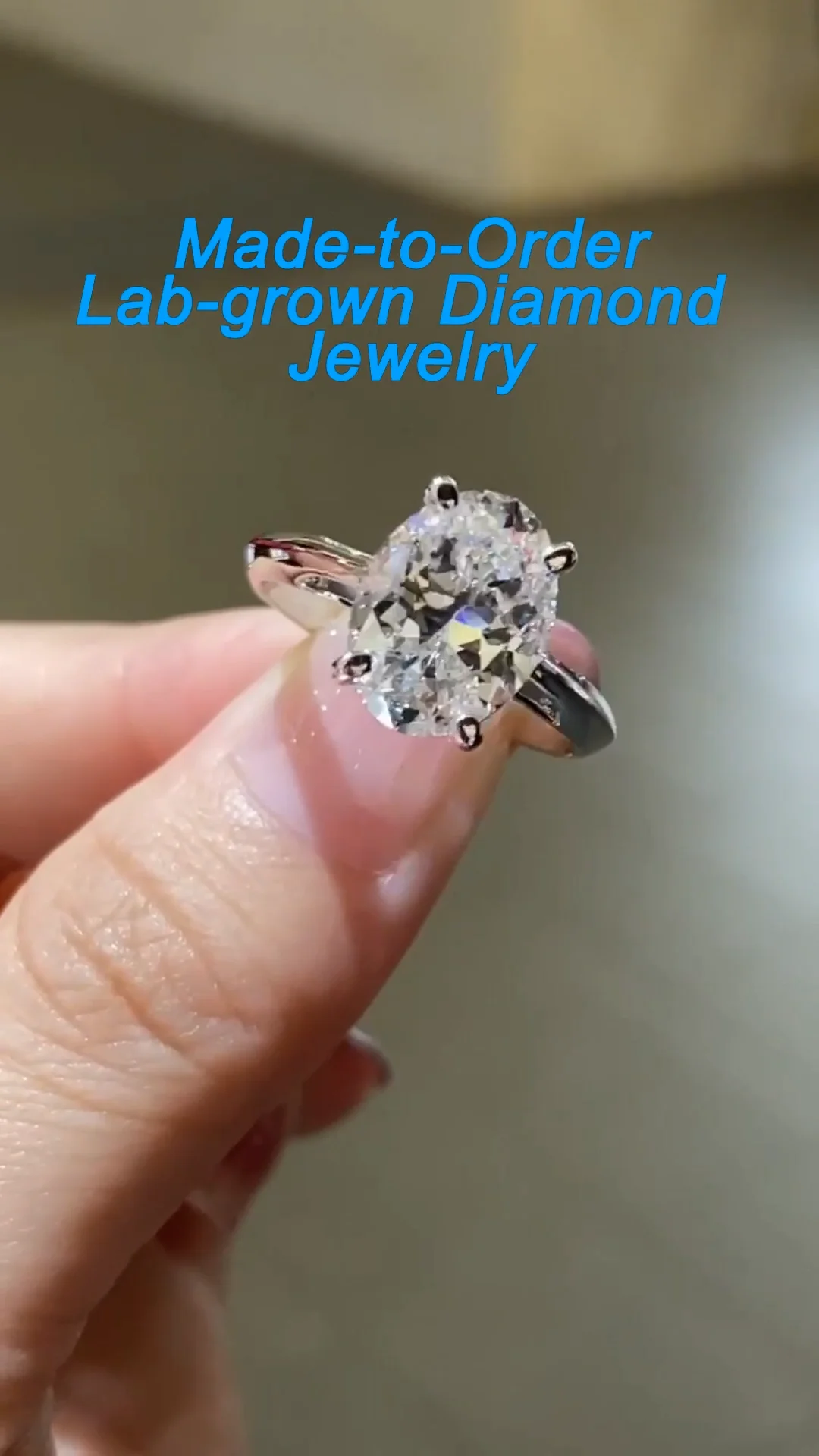 Fine Jewelry Luxury Oval Cut Lab-grown Diamonds Ring 14k 18k Solid Gold ...