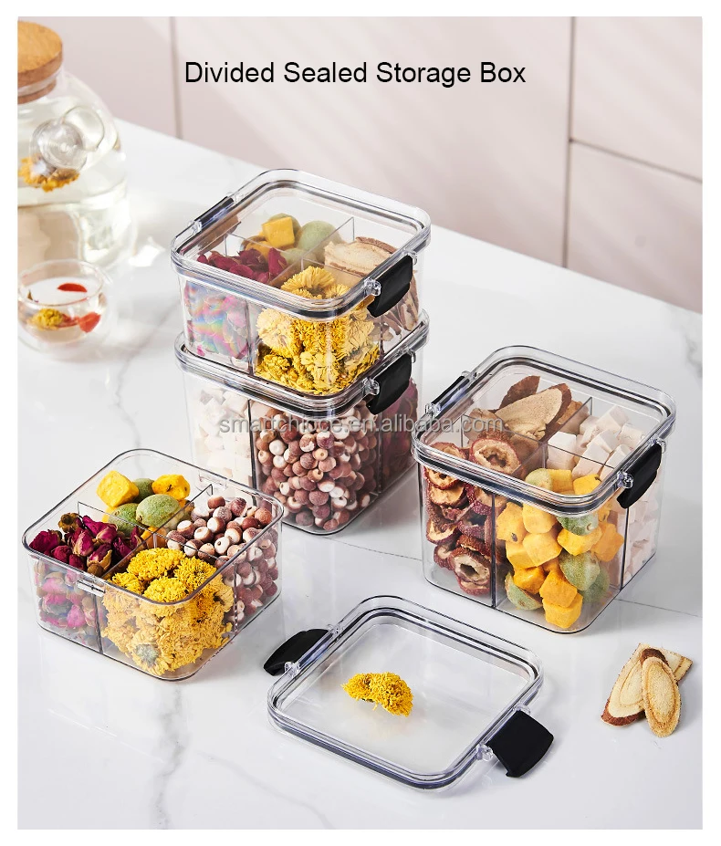 670ml 4 Grids Divided Stackable Storage Tank Grain Miscellaneous Grain ...