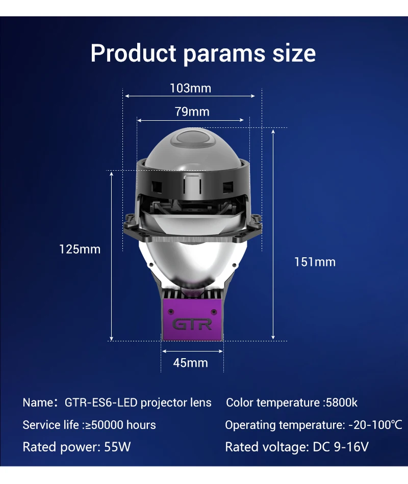 GTR ES6 LED Projector Lenses - Universal, Easy Install